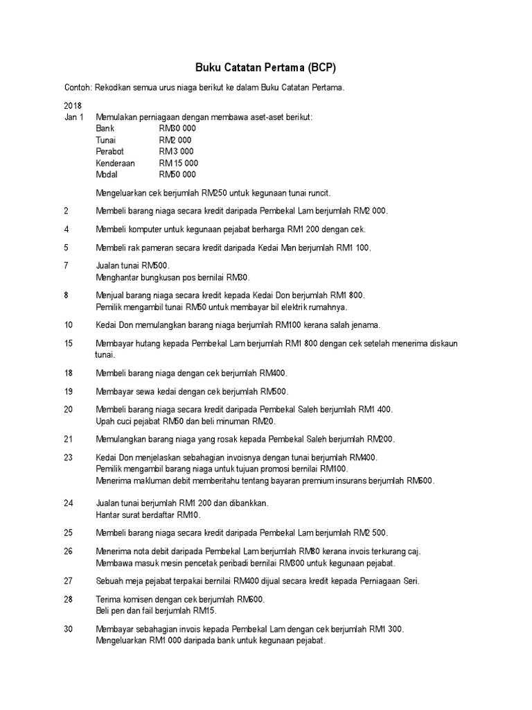 Latihan BCP Berdasarkan Urus Niaga | PDF