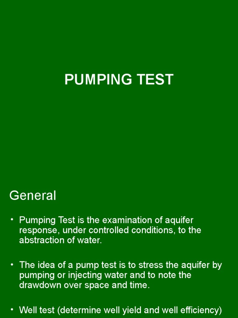 Pumping Test | Aquifer | Pump