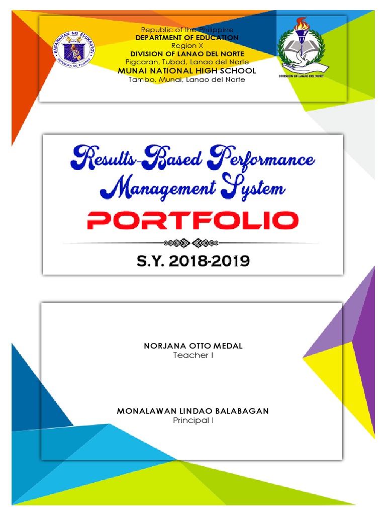 RPMS Porfolio Template (Long) Cover Pages | PDF | Lesson Plan | Teachers