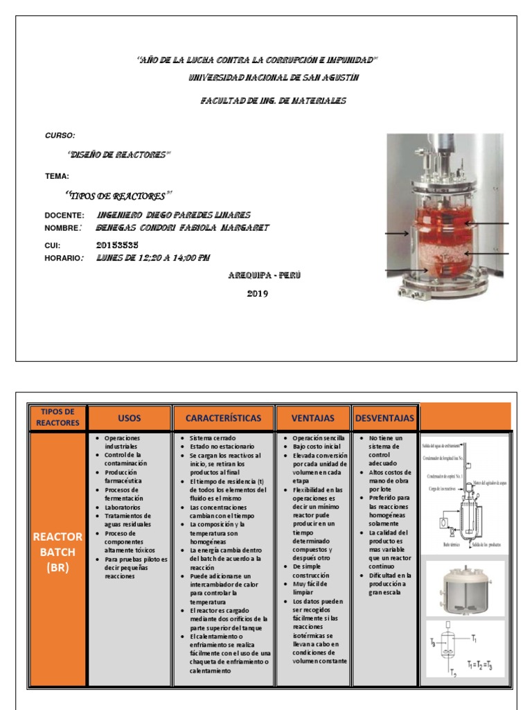 Tipos de Reactores PDF | PDF | Reactor Quimico | Química