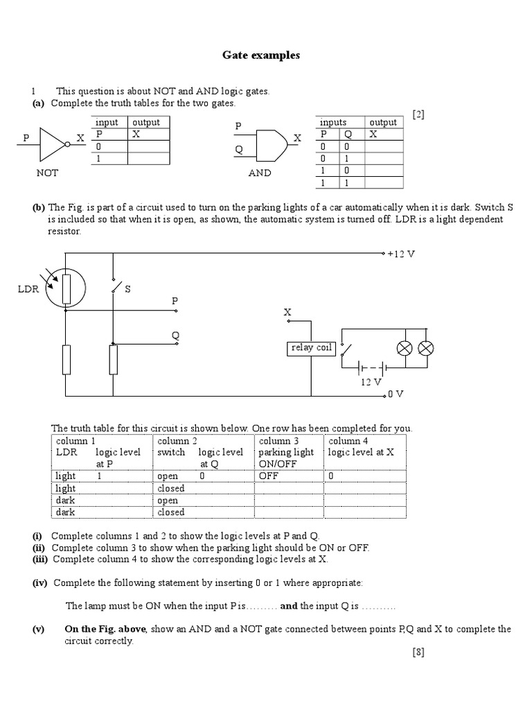 Logic Gates Questions | Logic Gate | Switch