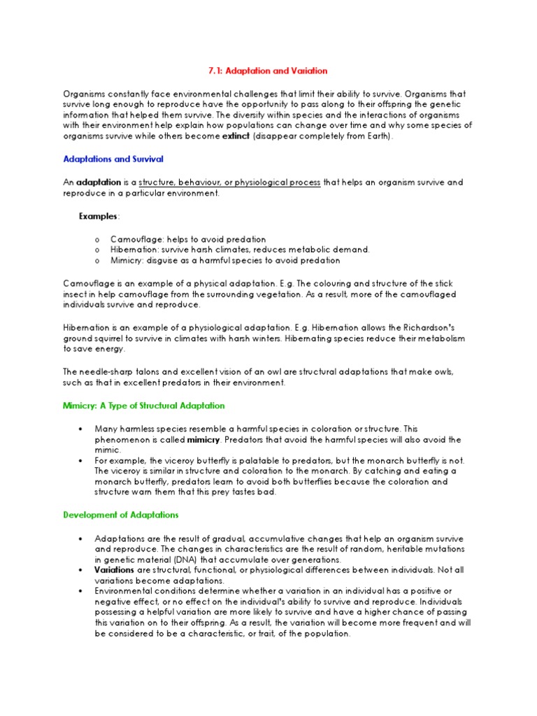 Adaptations Help Organisms Survive | PDF | Mutation | Reproduction