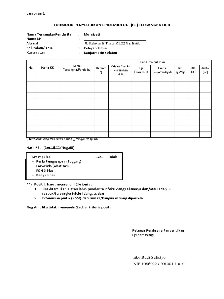 Formulir Pe DBD | PDF