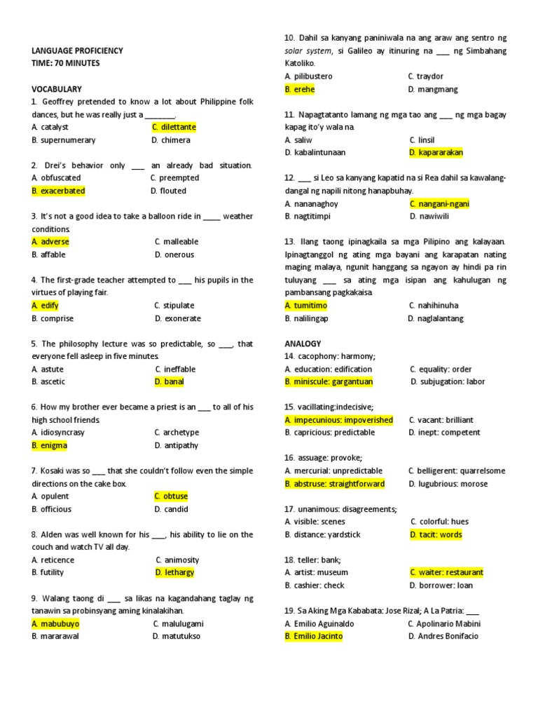 UPCAT Reviewer 2025: Vocabulary & Analogy | PDF | Fahrenheit | Carbon