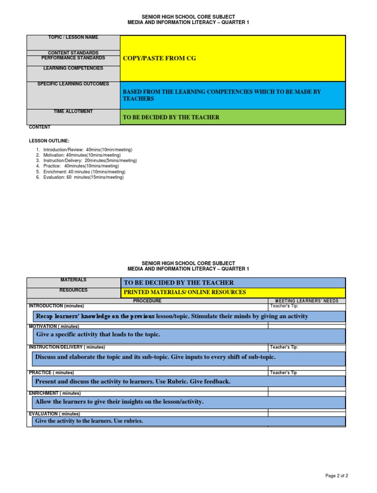 TG Template | PDF | Information Literacy | Literacy