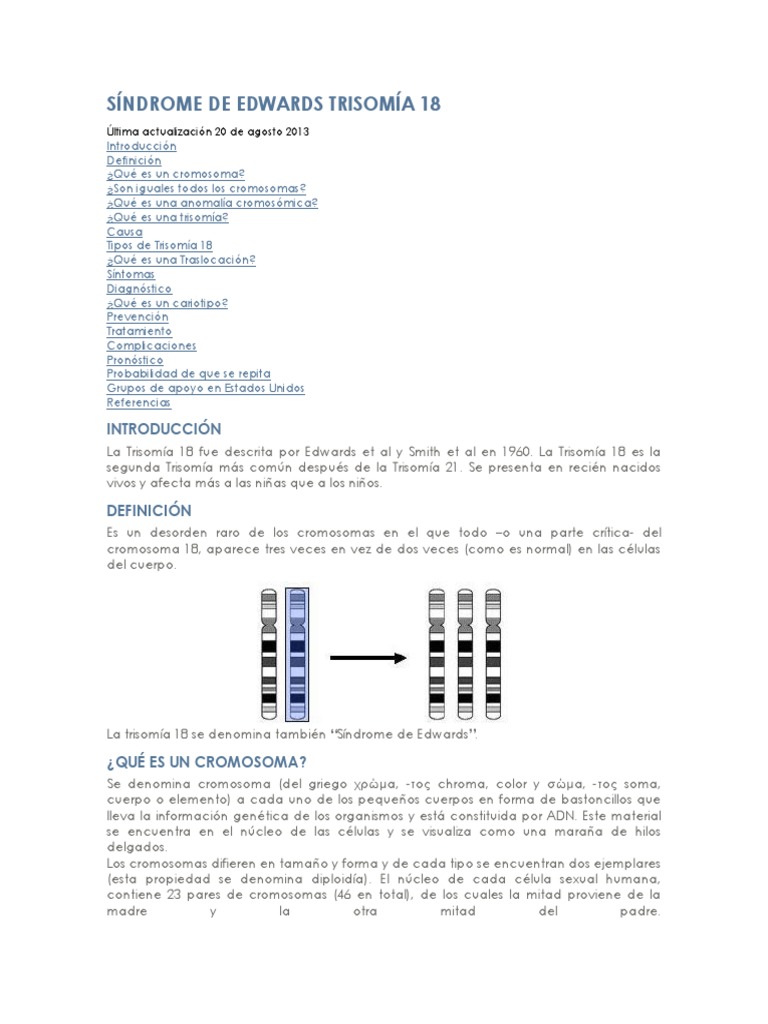 Síndrome de Edwards Trisomía 18 | Descargar gratis PDF | Cromosoma | Gene
