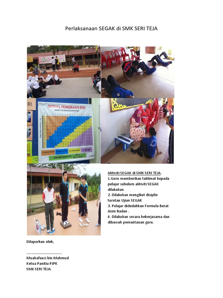 Aktiviti SEGAK di SMK Seri Teja | PDF