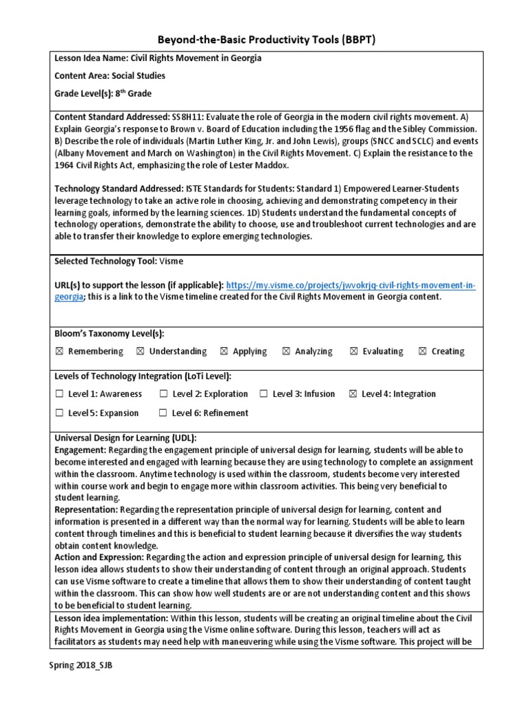 BBPT Lesson Idea Template | PDF | Classroom | Learning