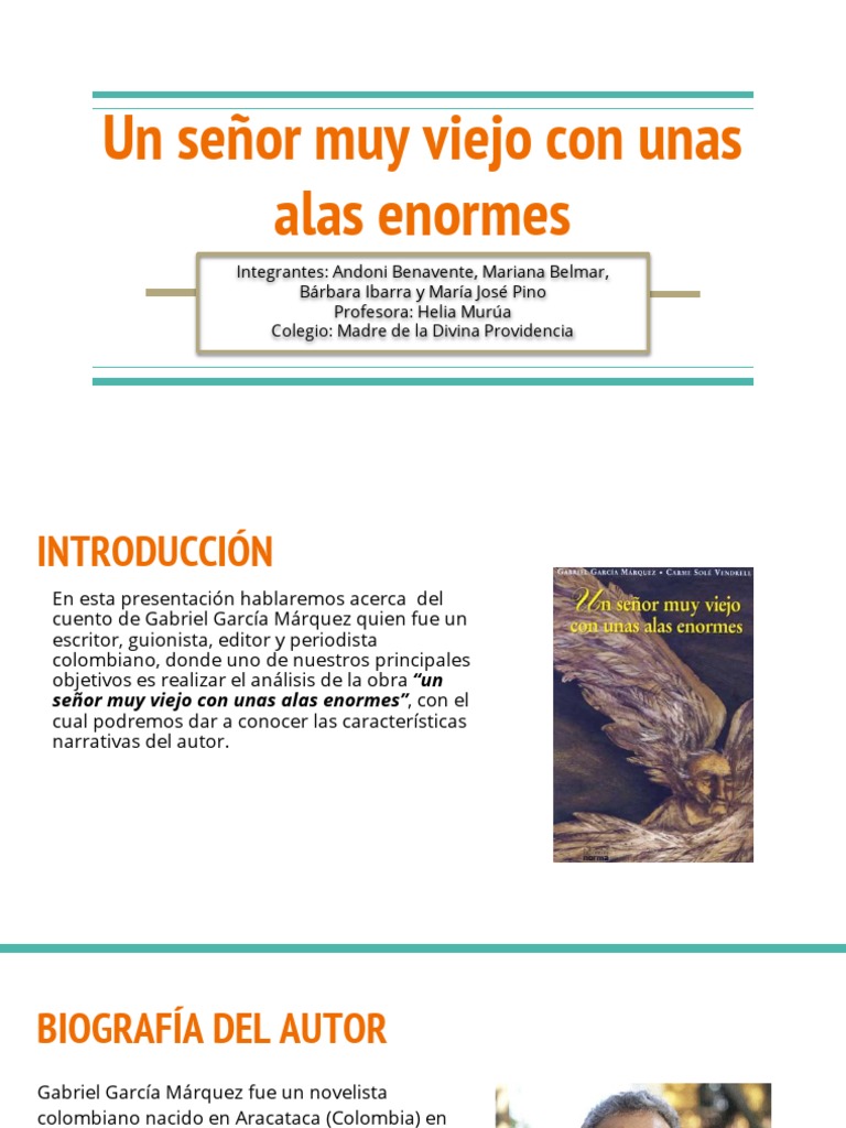 Análisis del cuento "Un señor muy viejo con unas alas enormes | PDF ...