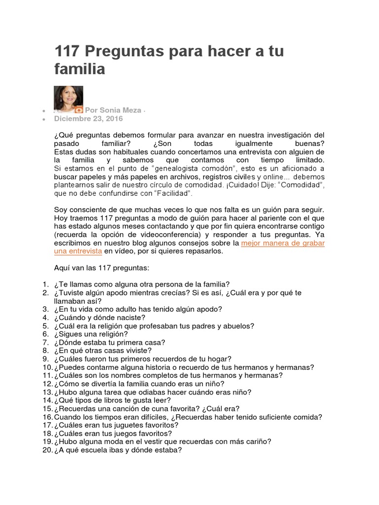 117 Preguntas para tu familia | PDF