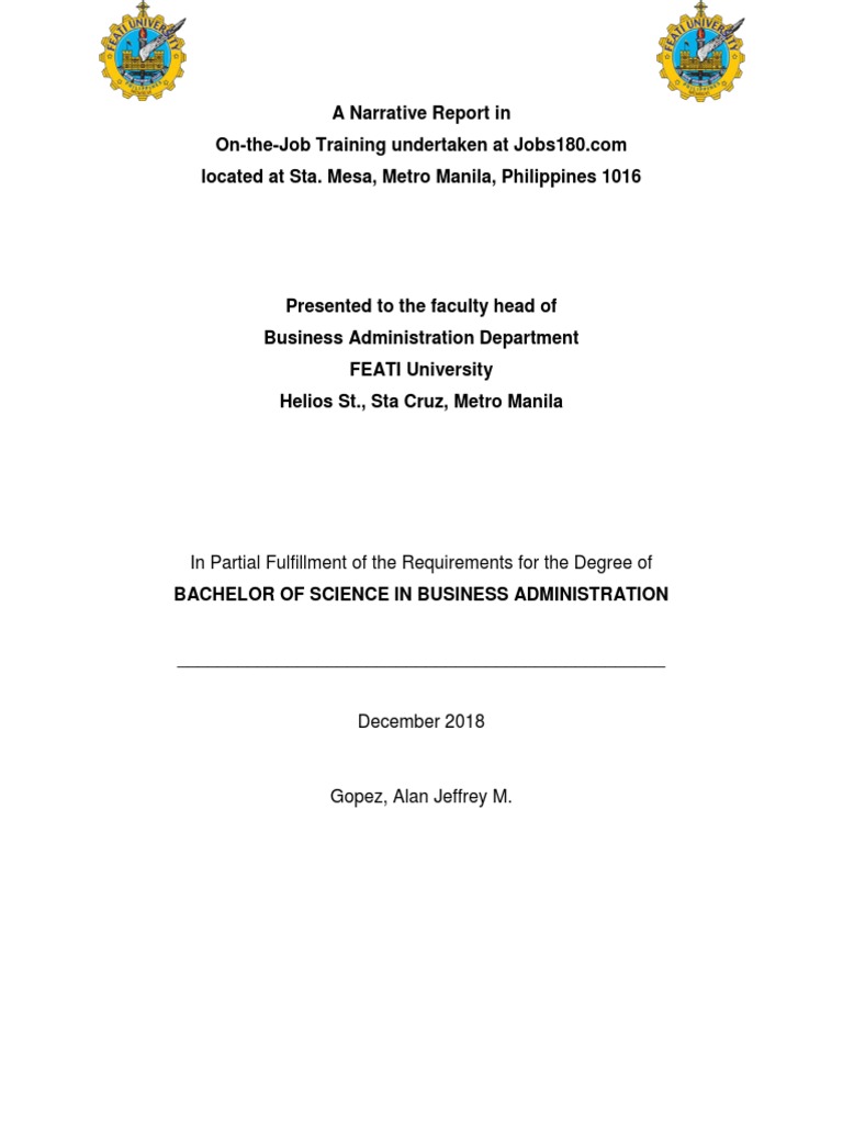 Finished OJT-Narative Report | PDF | Human Resource Management | Behavior Modification