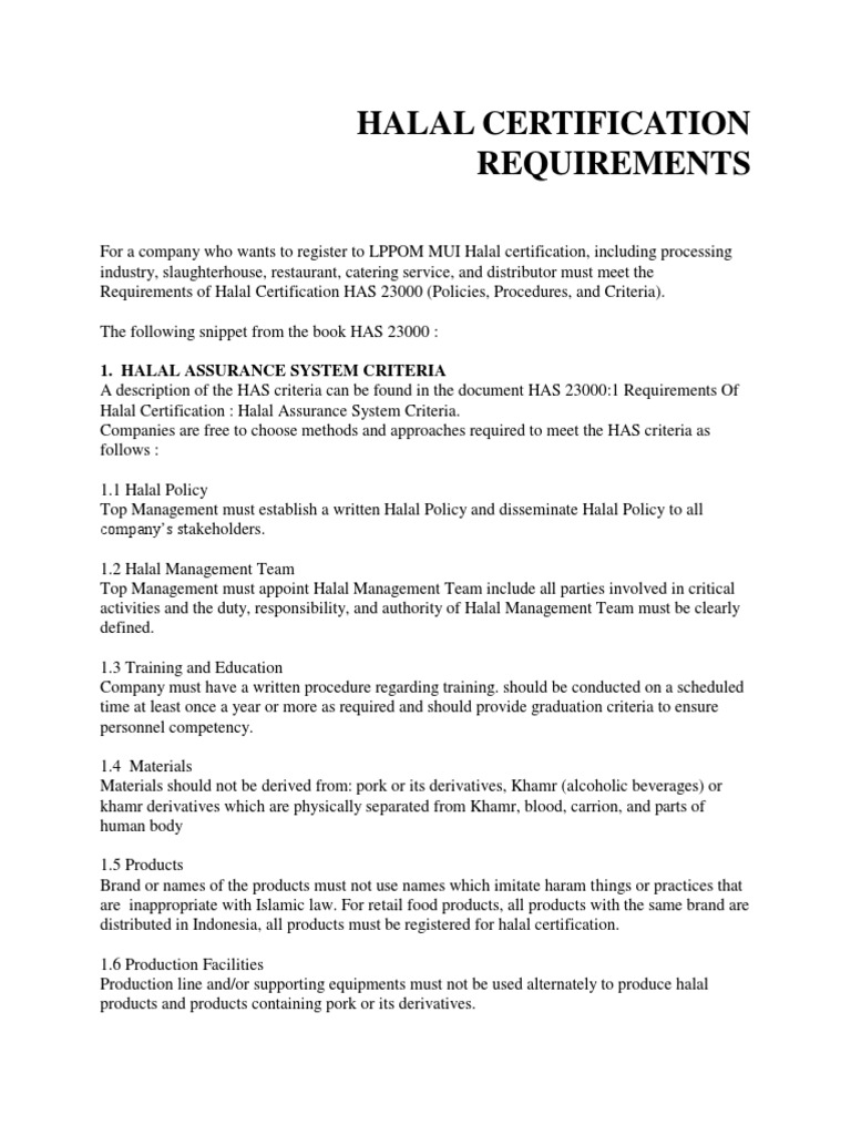 Halal Certification Requirements | PDF | Internal Audit | Business Process