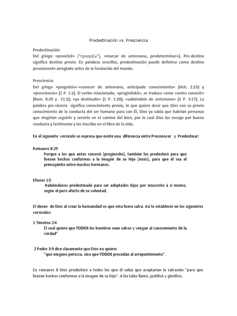 Predestinación y Presciencia | PDF | Salvación | Cristo (título)