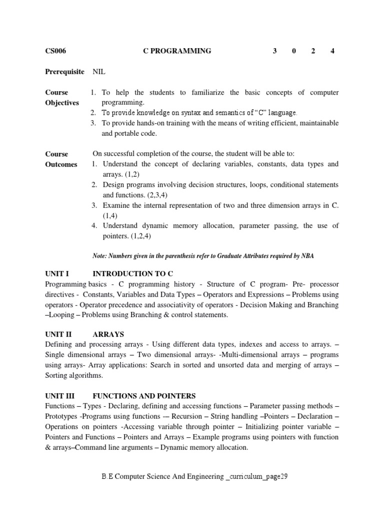 Cs006 C Programming 3 0 2 4 Pdf Array Data Structure Pointer Computer Programming 7291
