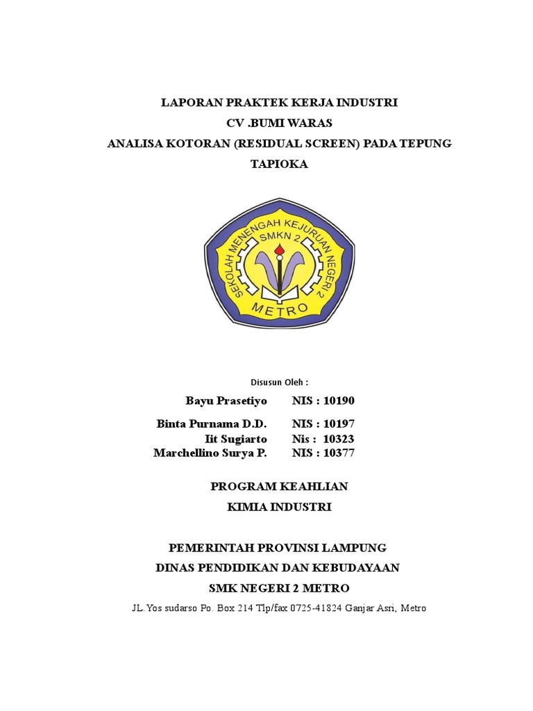 Cover Laporan PKL SMK 2 Metro | PDF
