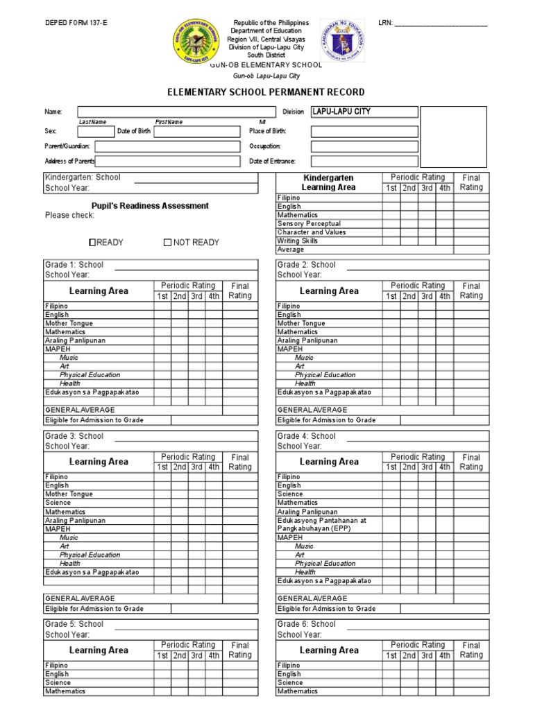 Form 137-E Revised | Download Free PDF | Value (Ethics) | Primary Education