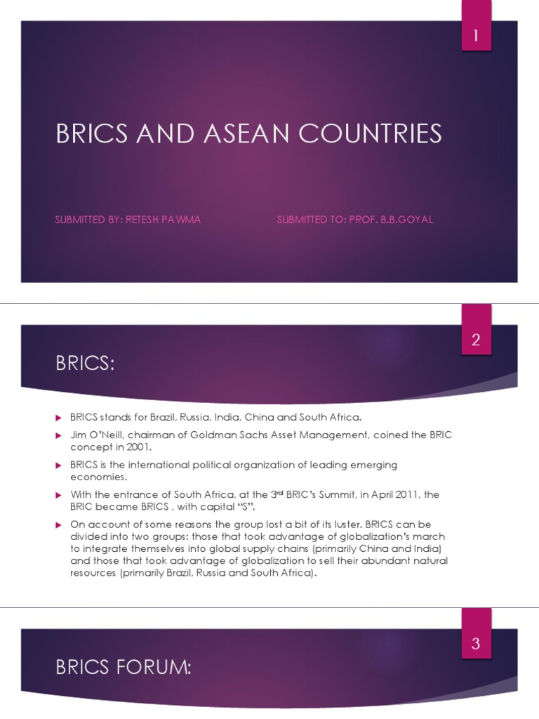 BRICS and ASEAN: Comparative Overview | PDF | Bric | Association Of ...