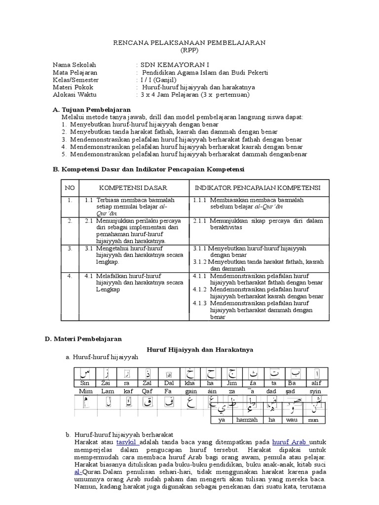 Contoh RPP Pai 2018 | PDF