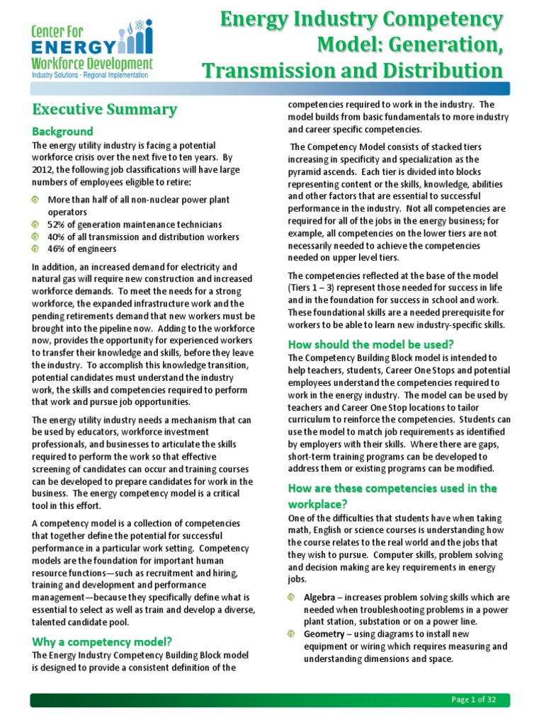 Energy Competency Model September 2010 | PDF | Electric Current | Voltage