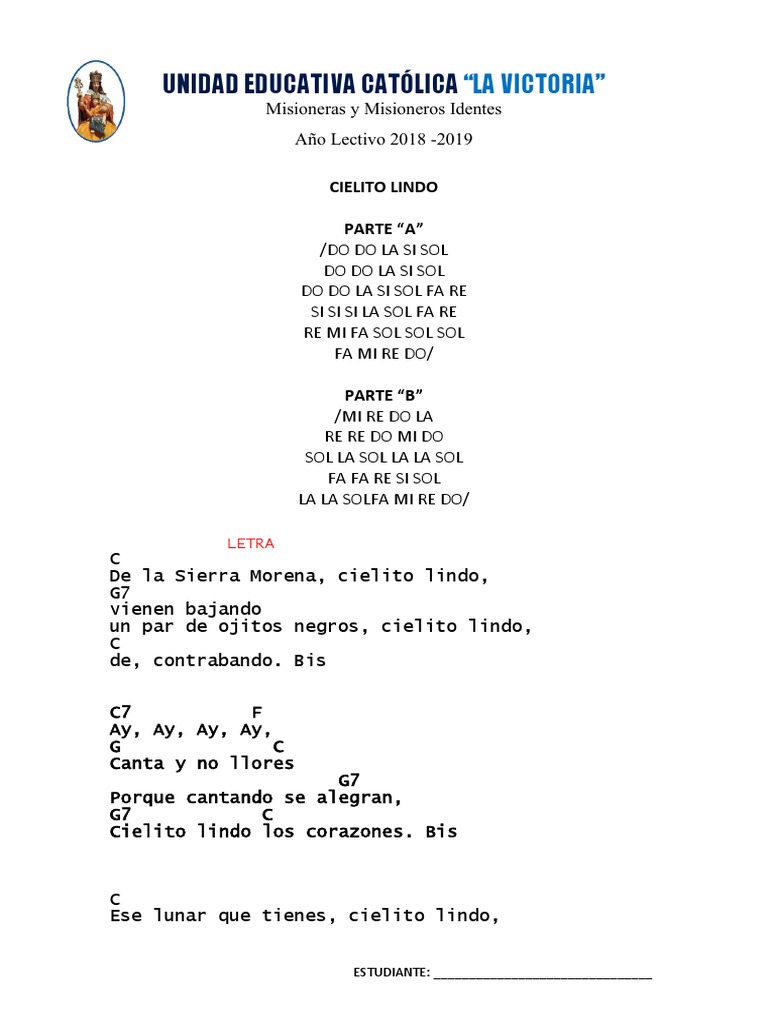 Cielito Lindo: Letra y Acordes | PDF