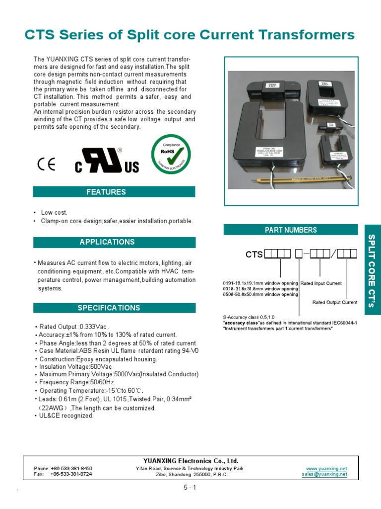 Yuanxing Split Core Current Transformers | PDF | Transformer ...