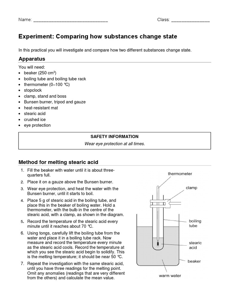 Science Experiment: State Changes | PDF | Melting Point | Thermometer