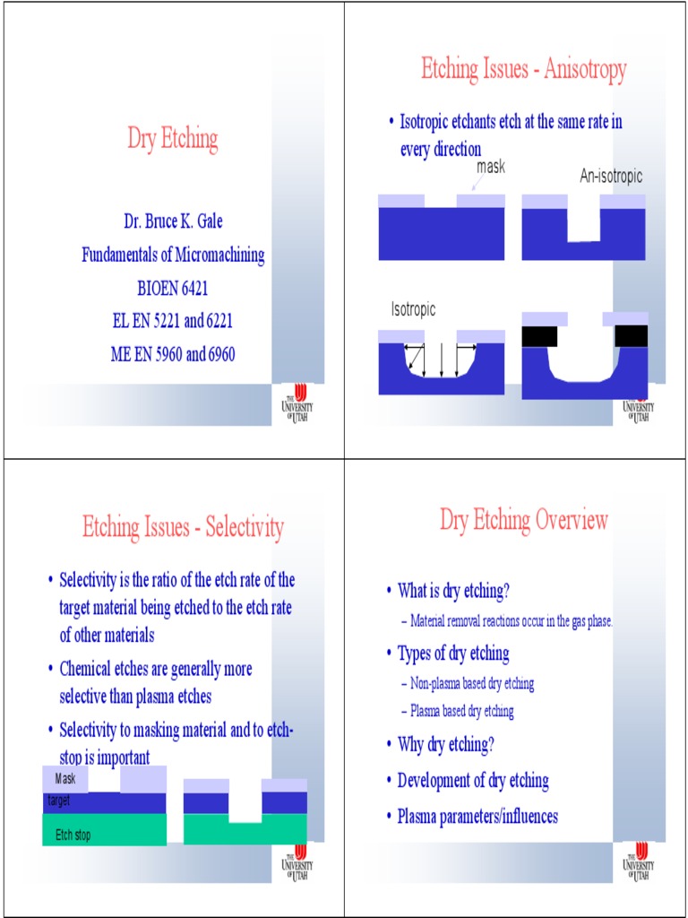 Lecture 08 Dry Etching PDF | PDF | Plasma (Physics) | Ion
