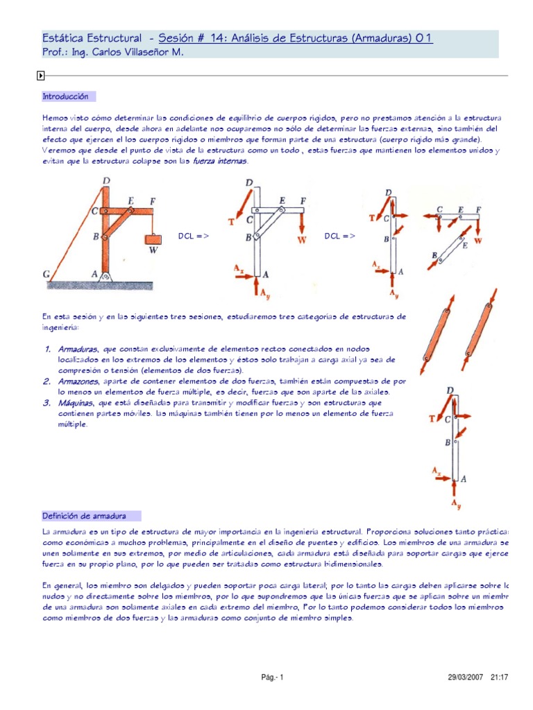 Estatica Estructural (S-14) - Armaduras 01 | PDF | Ingeniería ...