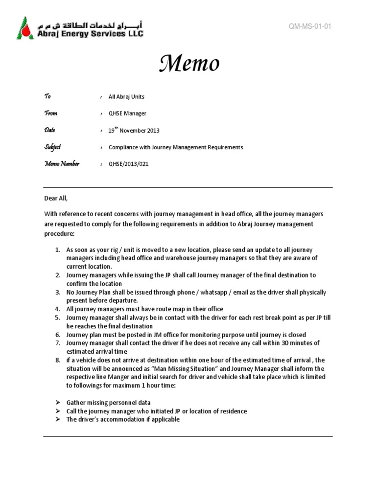 Memo - Journey Management PDF | PDF | Computing | Business