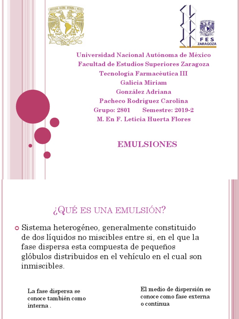 Tipos y Pruebas de Emulsiones Farmacéuticas | PDF | Emulsión | Tensioactivo