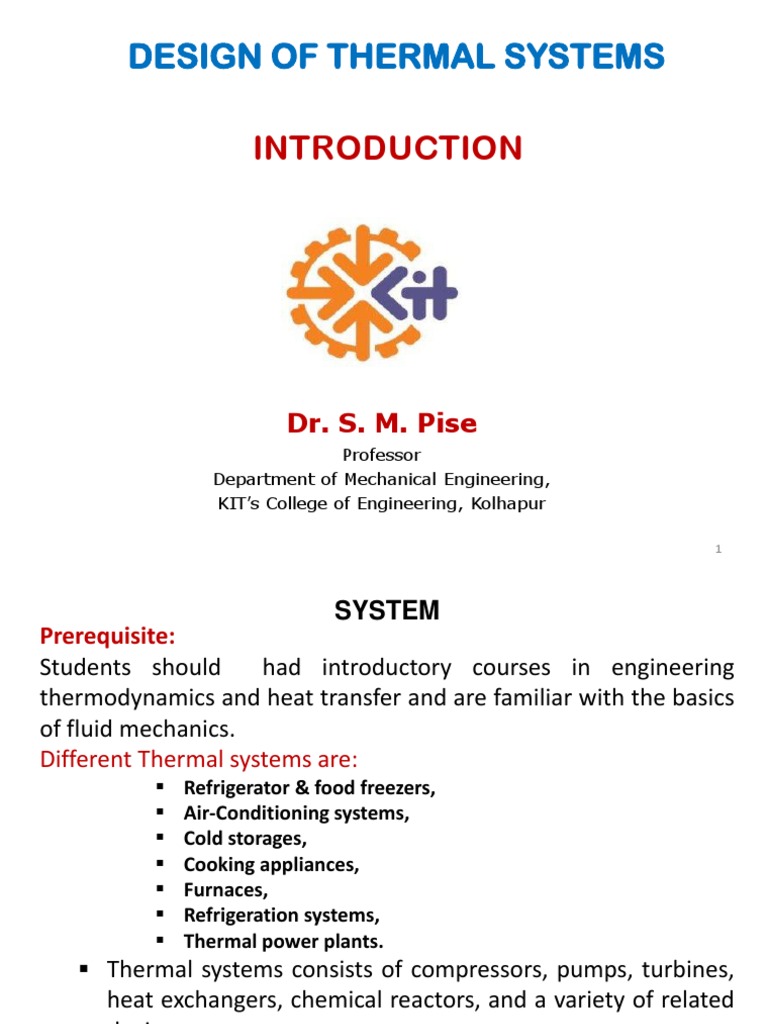 1 Introduction To Thermal System Design | PDF | Heat Transfer | Heat