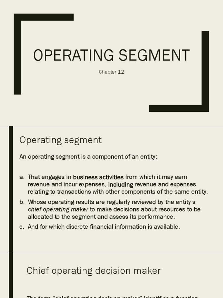 Operating Segment | PDF | Revenue | Expense
