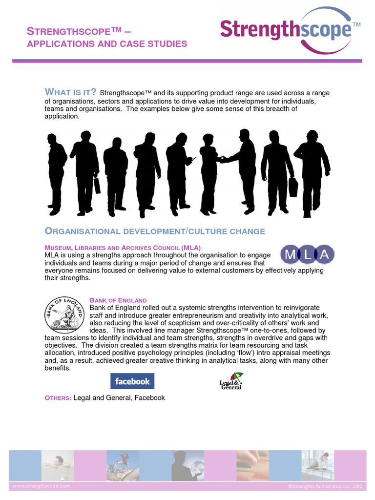 Strengthscope Applications and Case Studies | PDF | Leadership | Creativity