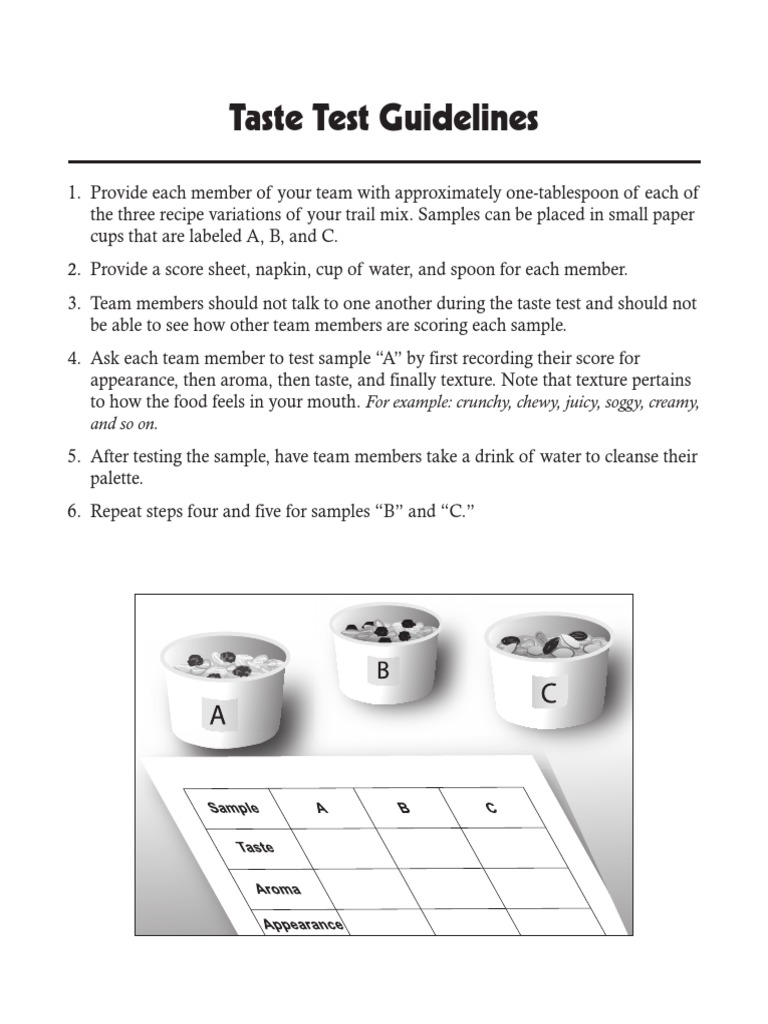 Taste Test Guidelines Handout | PDF | Food And Drink | Nature
