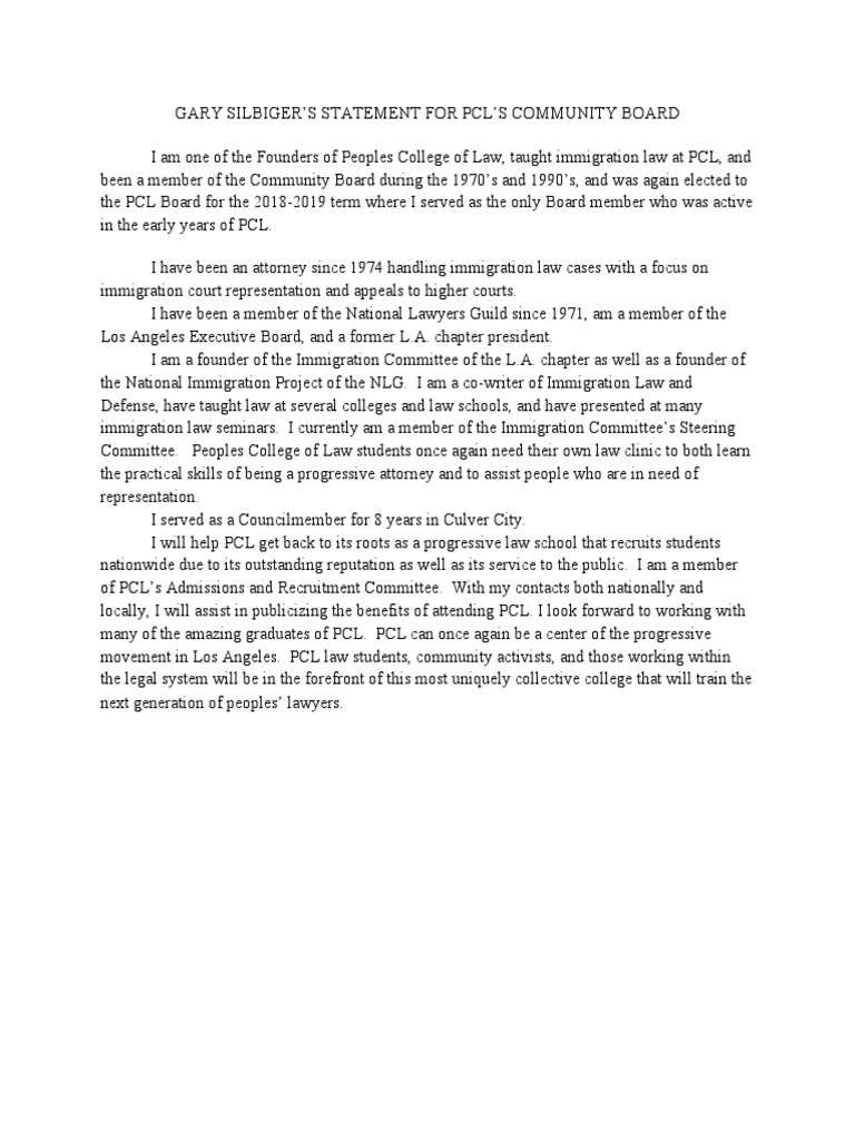 2019 Candidate Statements | PDF | Lawyer | State Bar Of California