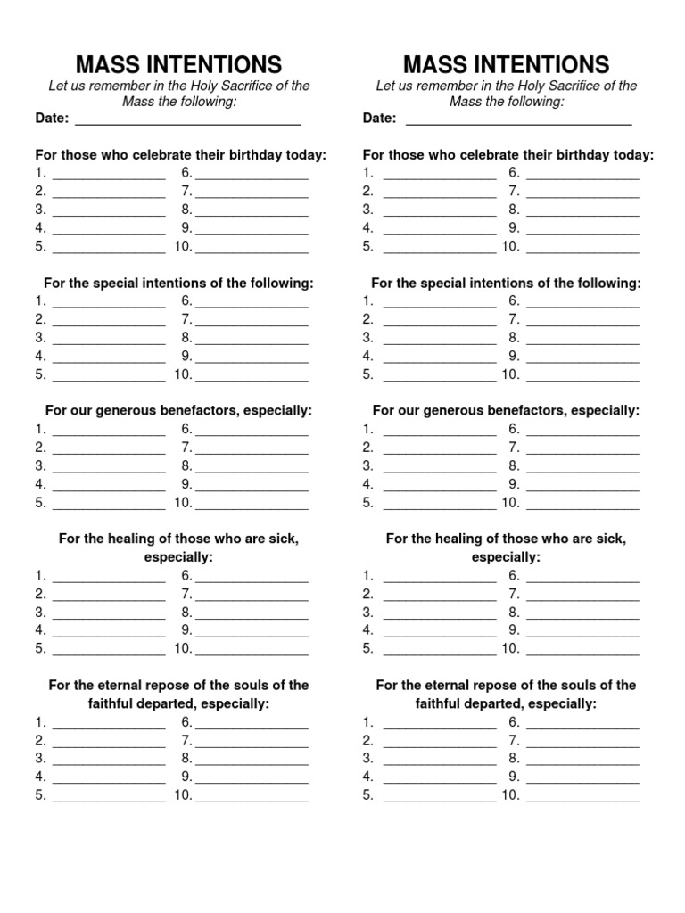 Mass Intentions Mass Intentions | PDF | Religious Rituals | Catholic ...