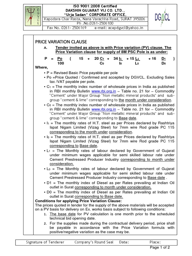 Price Variation Clause | PDF | Economies | Business