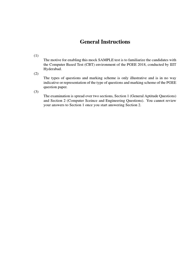 2018 Pgee CSE Section1 Section2 Sample Questions | PDF | Computer Programming | Areas Of ...