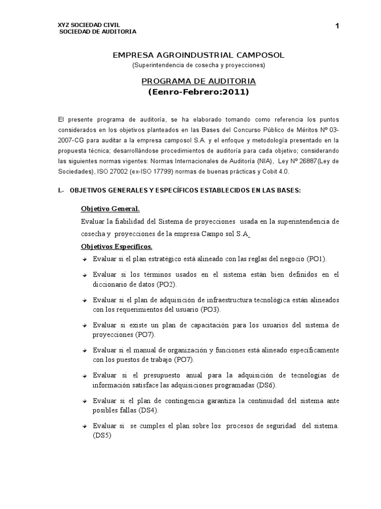 Modelo de Programa de Auditoria | PDF | Auditoría | Evaluación