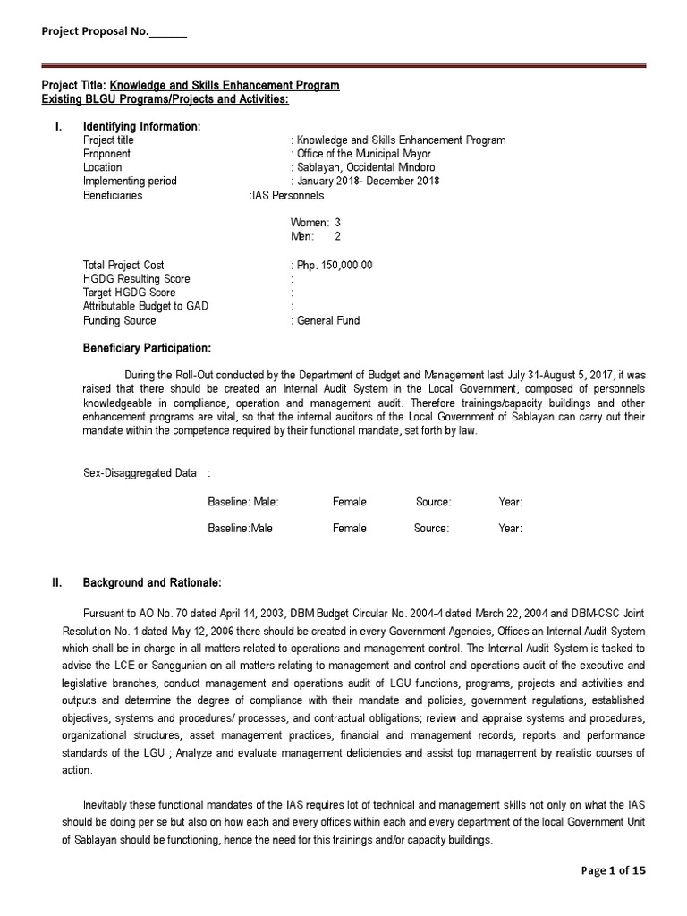 Project Proposal No. - : Rcise: HGDG | PDF | Internal Audit | Audit