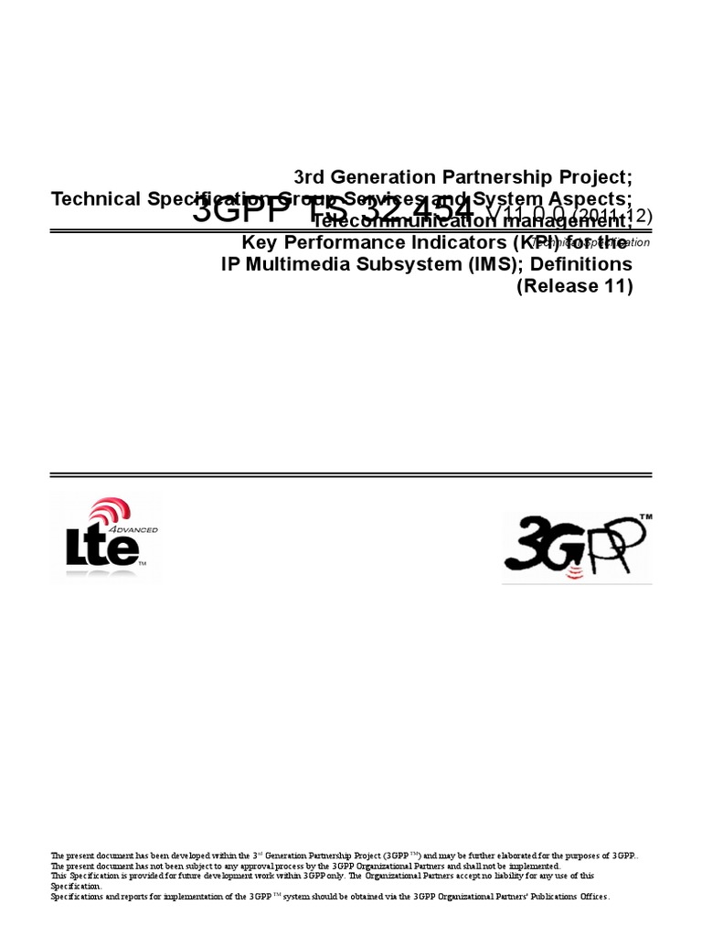 3GPP TS 32.454: Technical Specification | PDF | Ip Multimedia Subsystem | Electronics