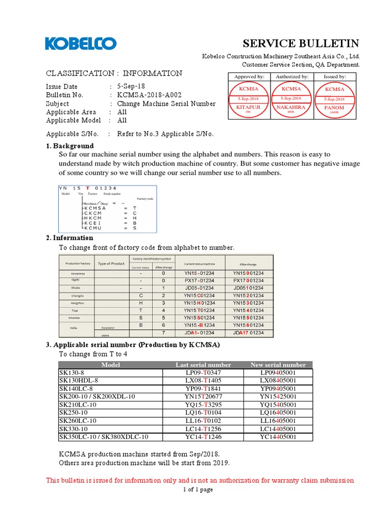 Service Bulletin: Classification: Information | PDF
