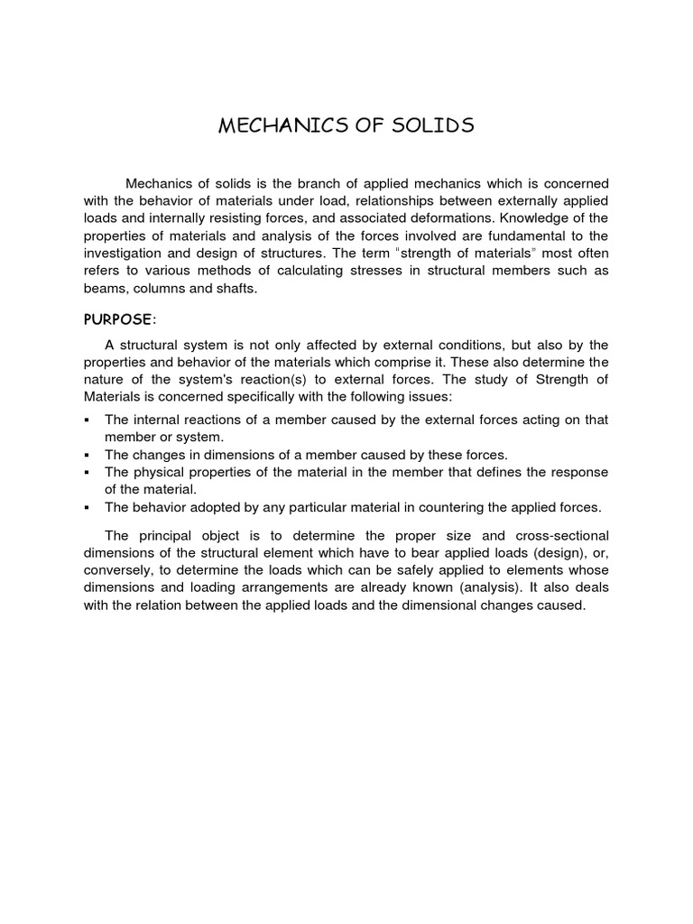 Mechanics of Solids - LAB | PDF | Deformation (Engineering) | Strength ...
