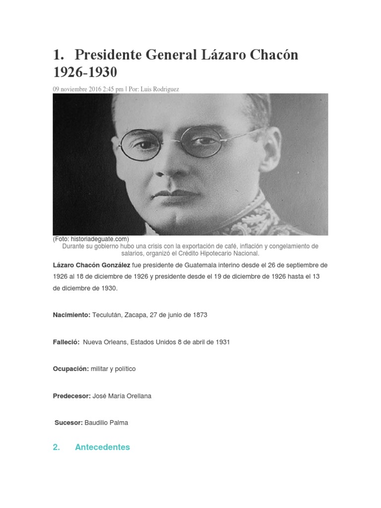 Presidente General Lázaro Chacón 1926 | PDF | Gobierno