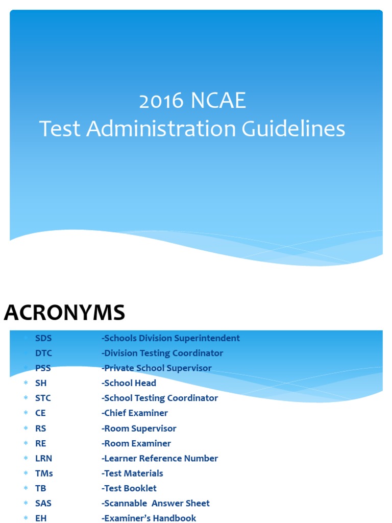 2016 NCAE Test Administration Guidelines | PDF | Per Diem | Business