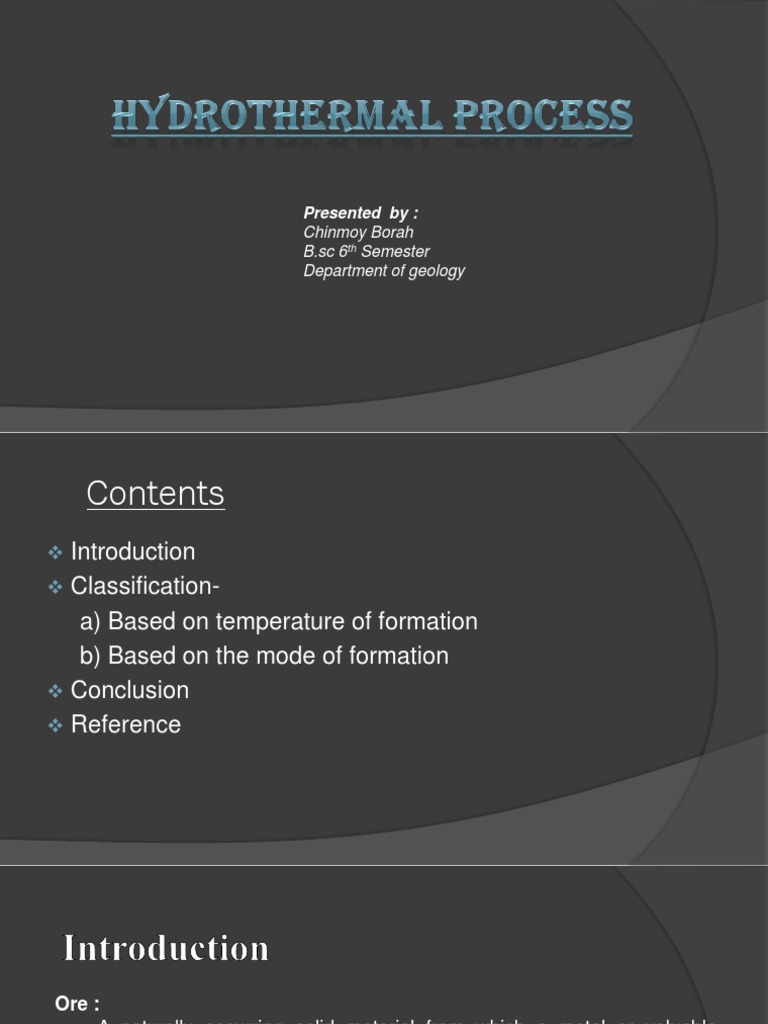 Hydrothermal Process Chinmoy 2 | PDF | Rock (Geology) | Chemistry