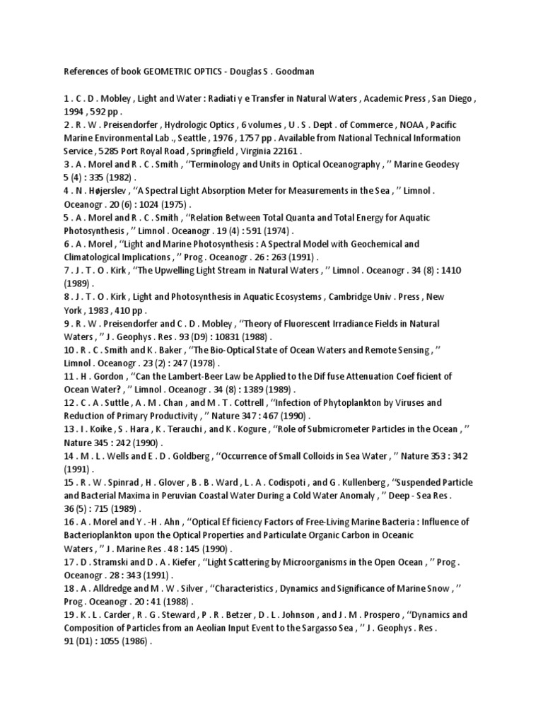 References of Book GEOMETRIC OPTICS - Douglas S - Goodman | PDF ...