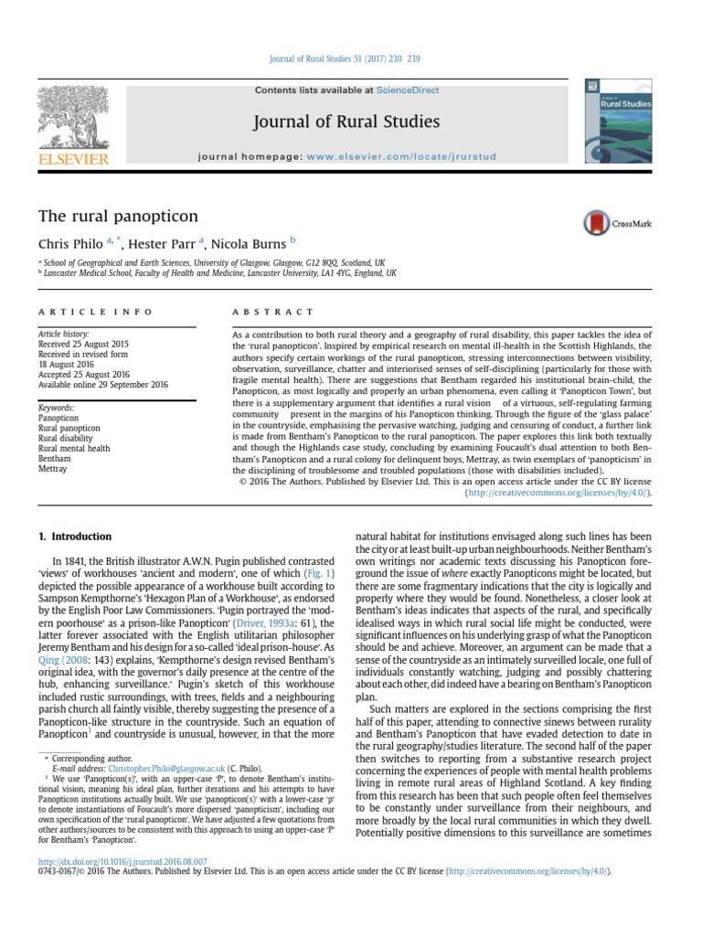 Journal of Rural Studies: Chris Philo, Hester Parr, Nicola Burns | PDF ...