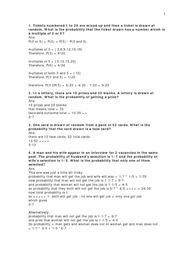 Probability Sums PDF | PDF | Odds | Probability