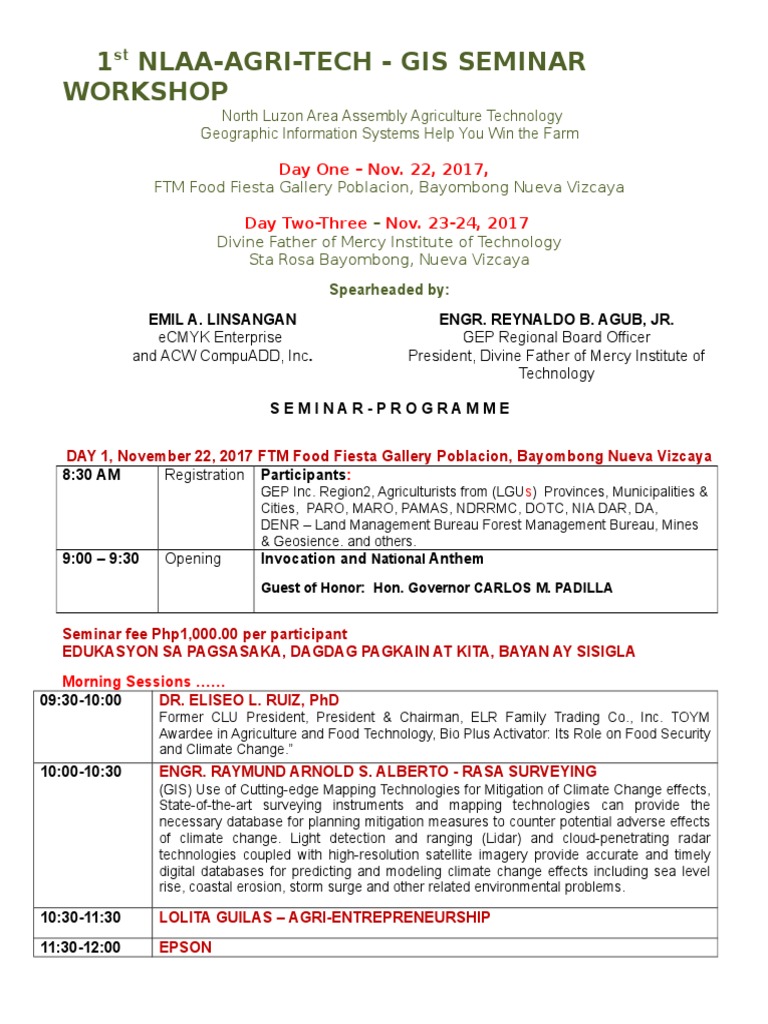 1st NL - AGRI GIS Seminar Workshop Program FINAL 102417 | PDF | Geographic Information System ...